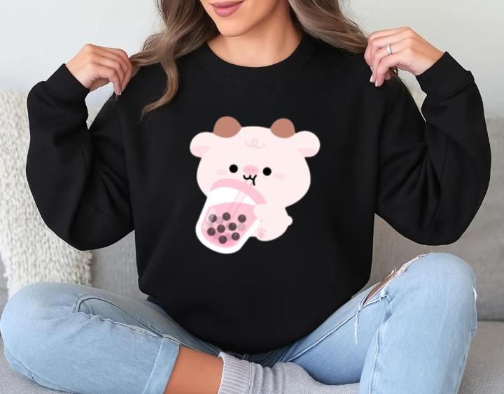 Cute Boba Cow Bubble Tea Funny Farm Animal Drink Sweatshirt, up to size ...