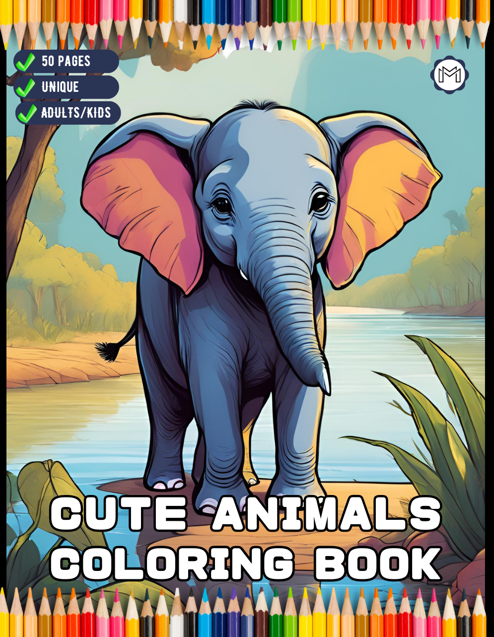 Cute Bold and Easy Zoo Animal Coloring Book Gift for Adults Kids Men ...