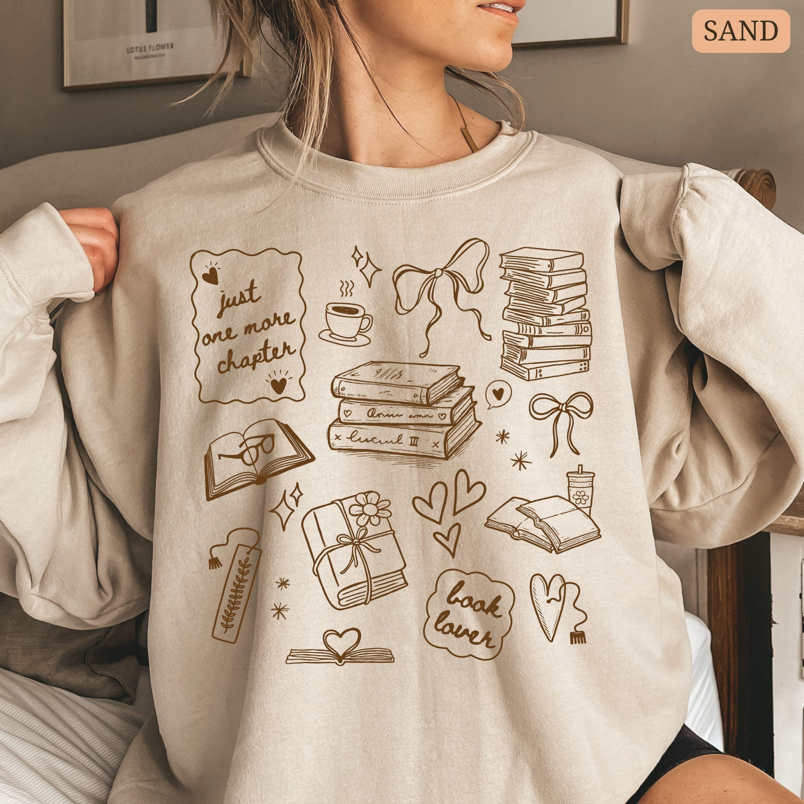 Cute Book Lover Sweatshirt, Bookworm Crewneck, Reading Club, Librarian ...