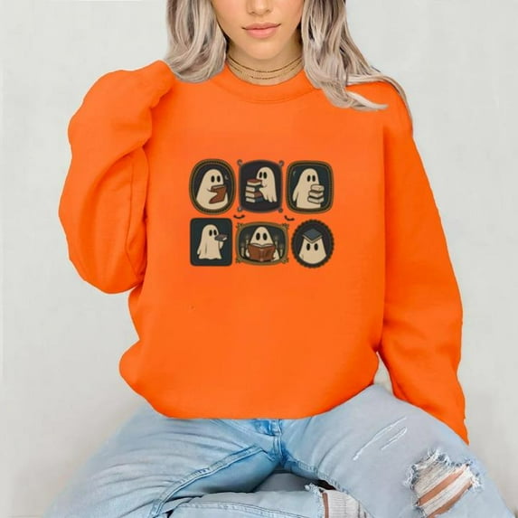 Cute Book Loving Ghosts Halloween Creepy Reading Funny Design Graphic ...