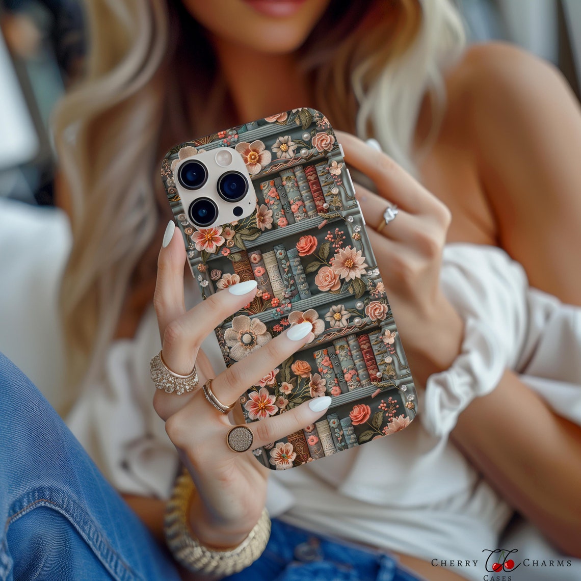 Cute Bookish Floral Phone Case with iPhone 11 to 16 Pro Max, Cozy ...