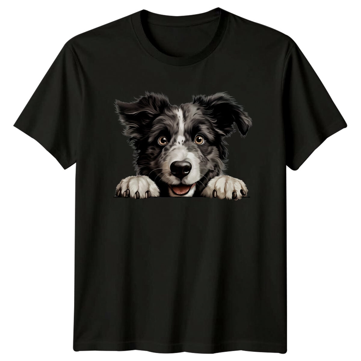 Cute Border Collie Dog Head Graphic Pet Portrait T-Shirt - Walmart.com