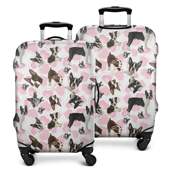 Cute Boston Terrier Dog and Pink Love Heart Luggage Cover Fashion ...