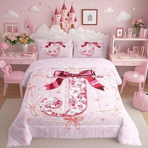 Cute Bow Bedding Set Twin Preppy Coquette Bows Comforter for Girls Kids ...