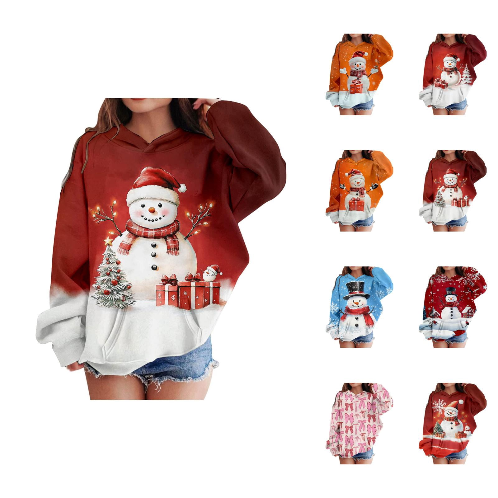 Cute Bow Hoodies for Girl Christmas Long Sleeve Cute Graphic Hooded ...