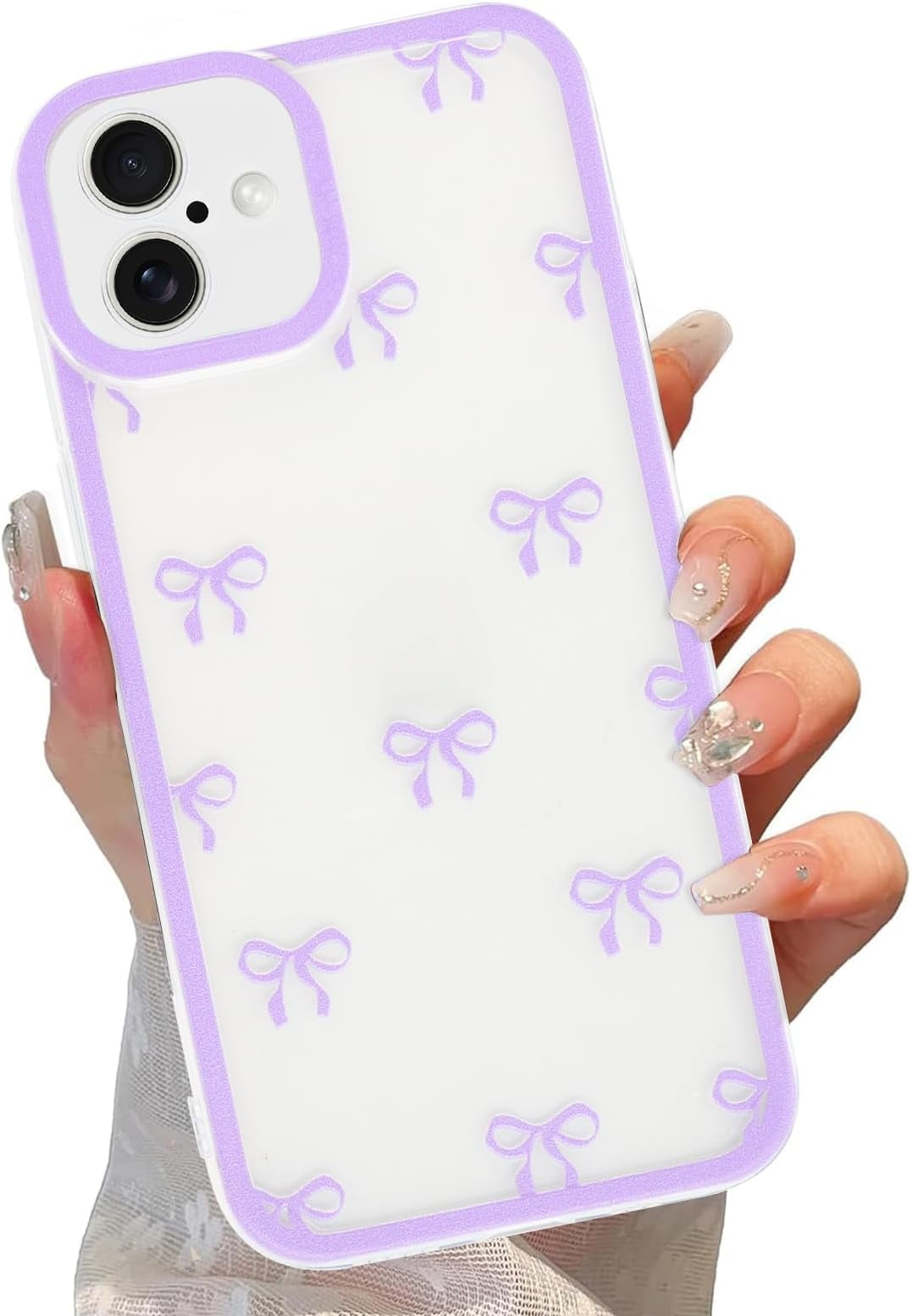 Cute Bow Pattern Phone Case for iPhone 17 6.3", Clear Aesthetic Ribbon ...