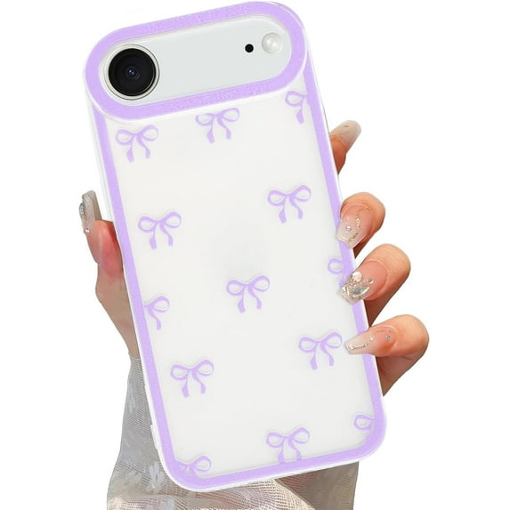 Cute Bow Pattern Phone Case for iPhone Air 6.5", Clear Aesthetic Ribbon ...