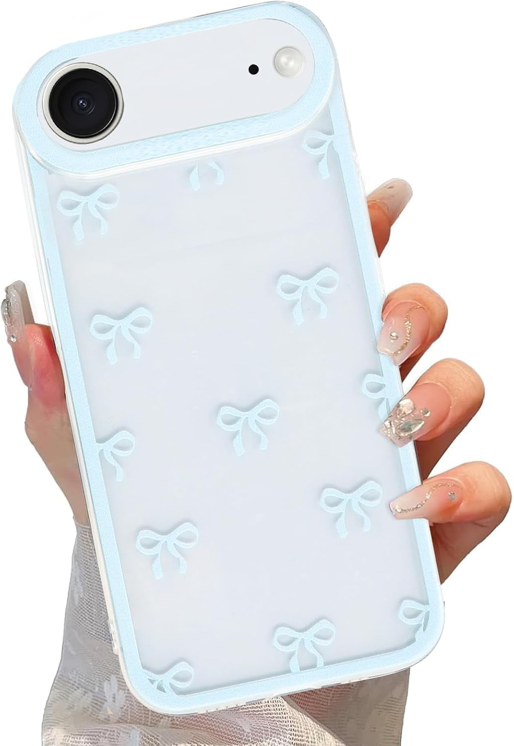 Cute Bow Pattern Phone Case for iPhone Air 6.5", Clear Aesthetic Ribbon ...
