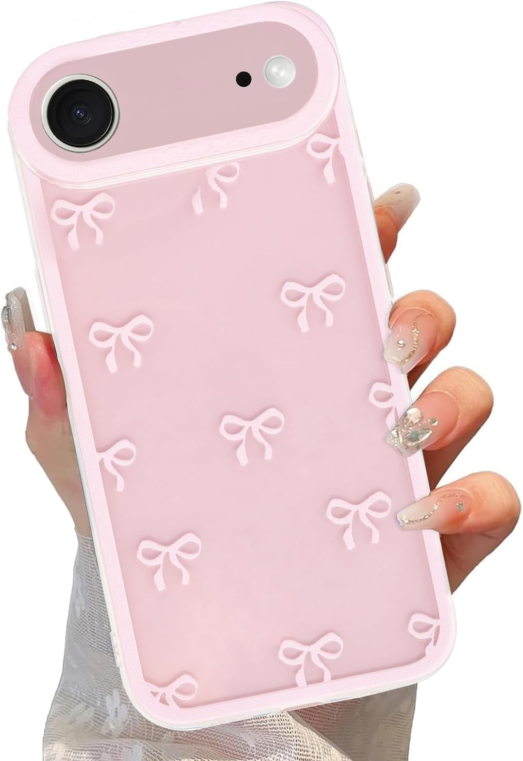 Cute Bow Pattern Phone Case for iPhone Air 6.5", Clear Aesthetic Ribbon ...