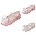 Cute Bow Pearl Detail Girls Sandals, Fashion Flat Bottom Comfortable ...