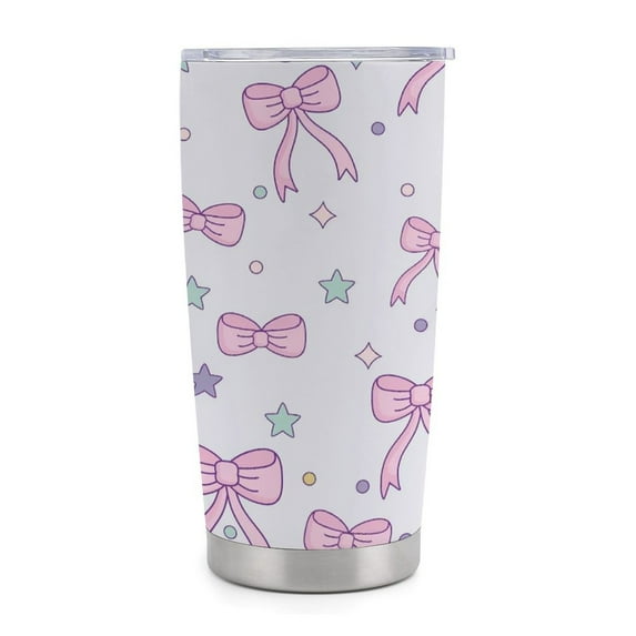 Cute Bow Stars Couples Car Cup with Handle Tumbler with Lids and Straws ...
