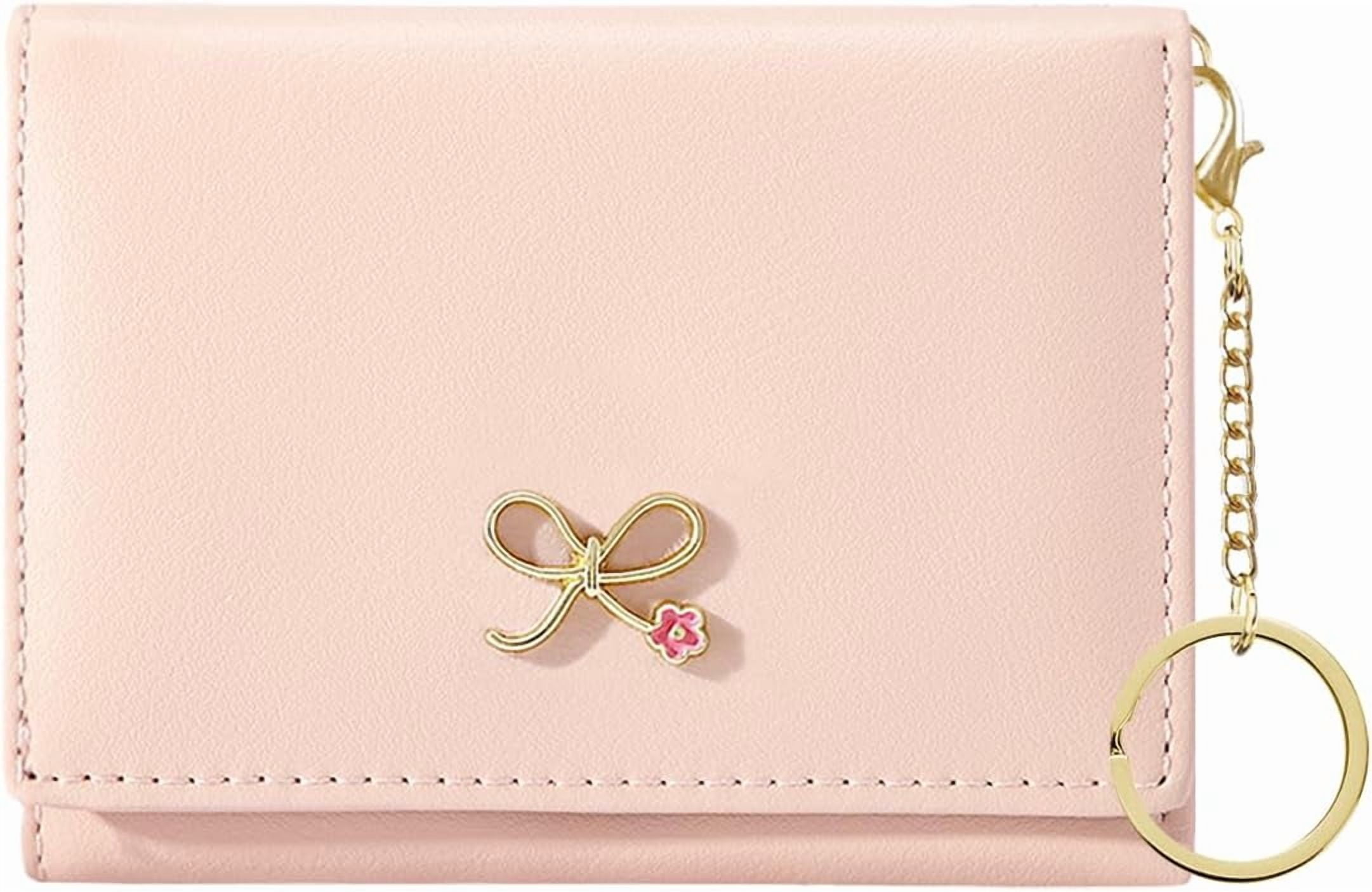 Cute Bow Wallet with Key-chain Aesthetic Card Holder ID Window for ...