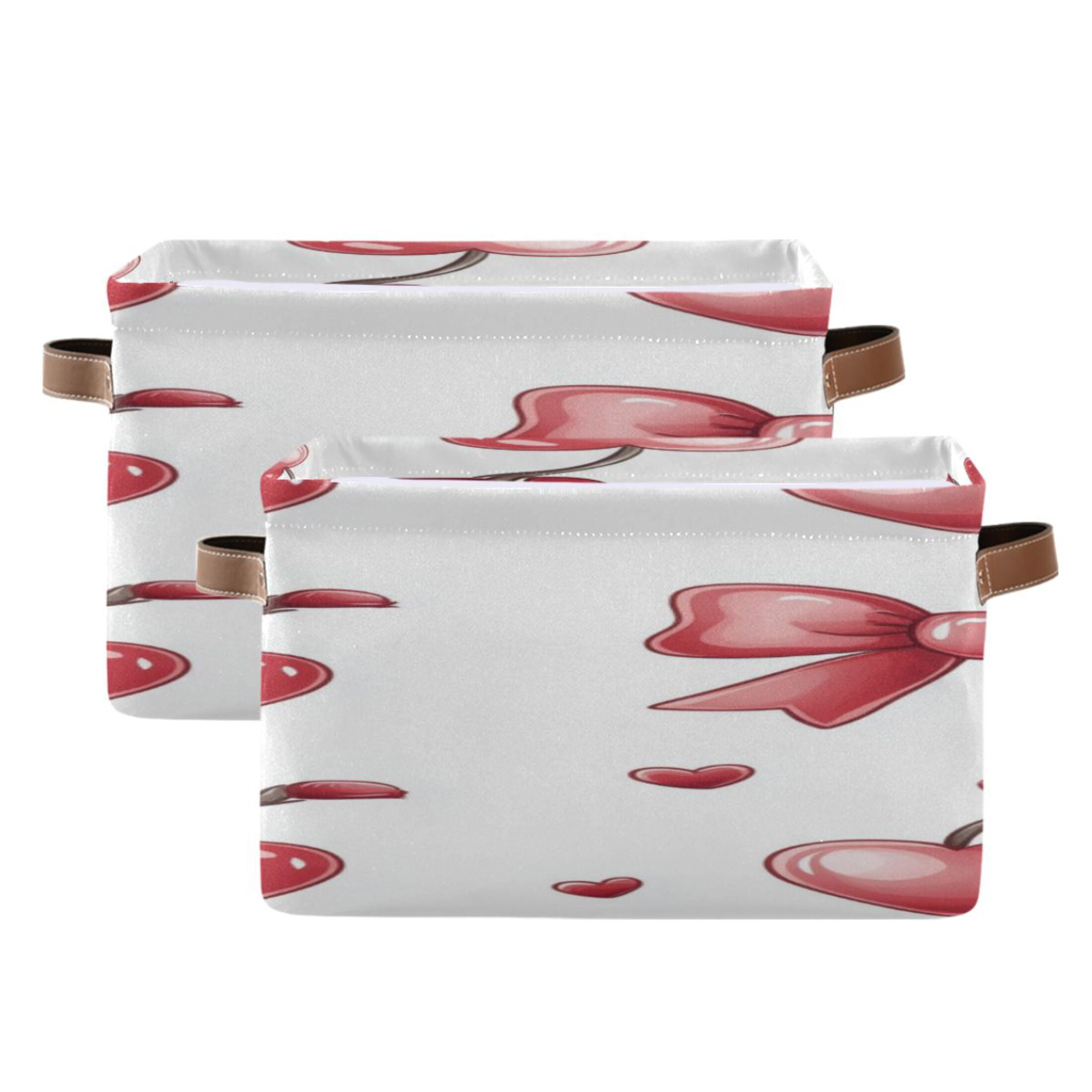 Cute Bow and Hearts Cherries Square Storage Bins with Handles ...