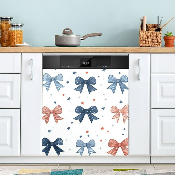 Cute Bowknots with Dots Stripes Dishwasher Magnet Refrigerator Magnetic ...
