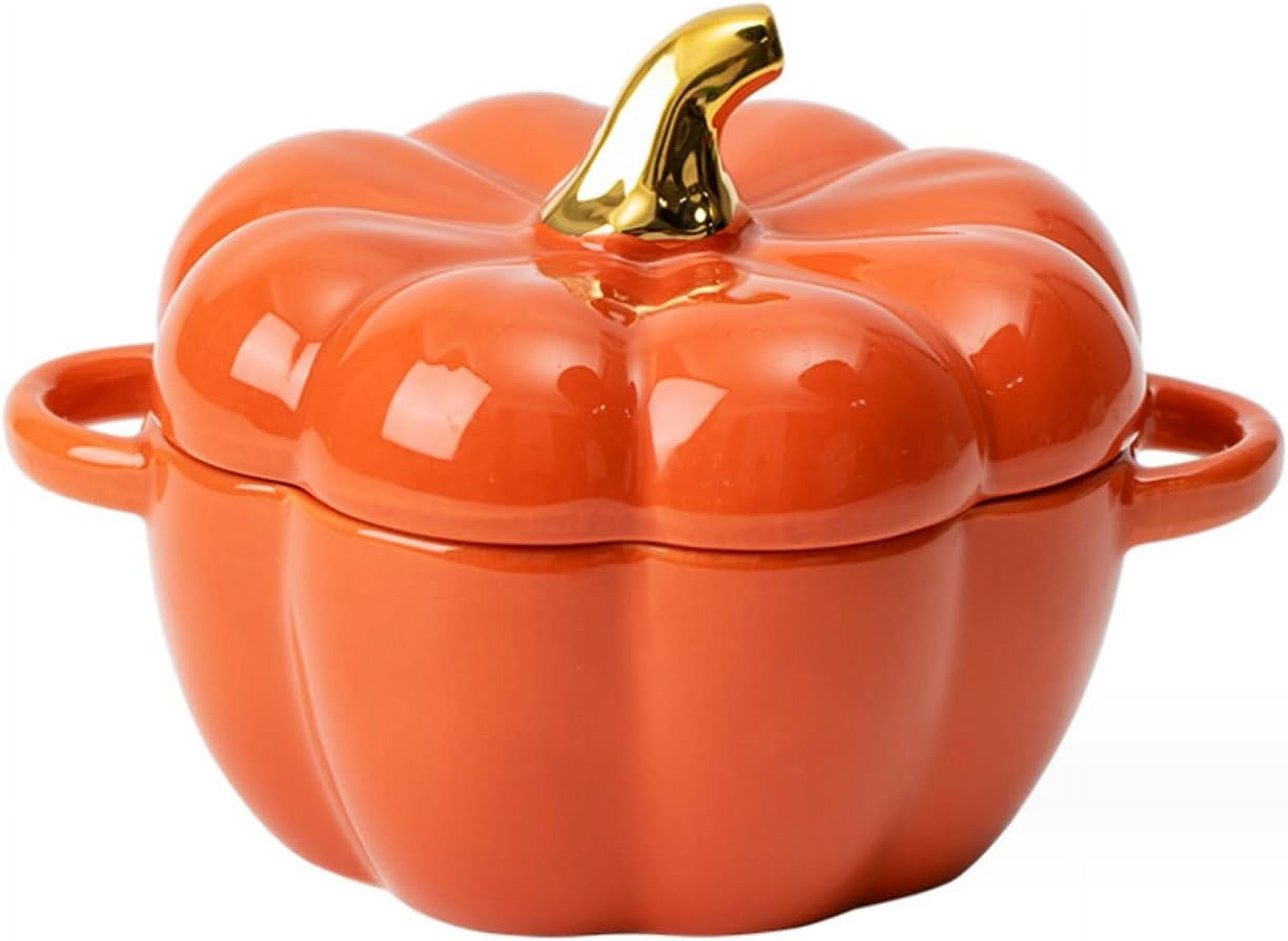 Cute Bowl, Pumpkin Ceramic Bowl with Lid, Microwave & Dishwasher Safe ...