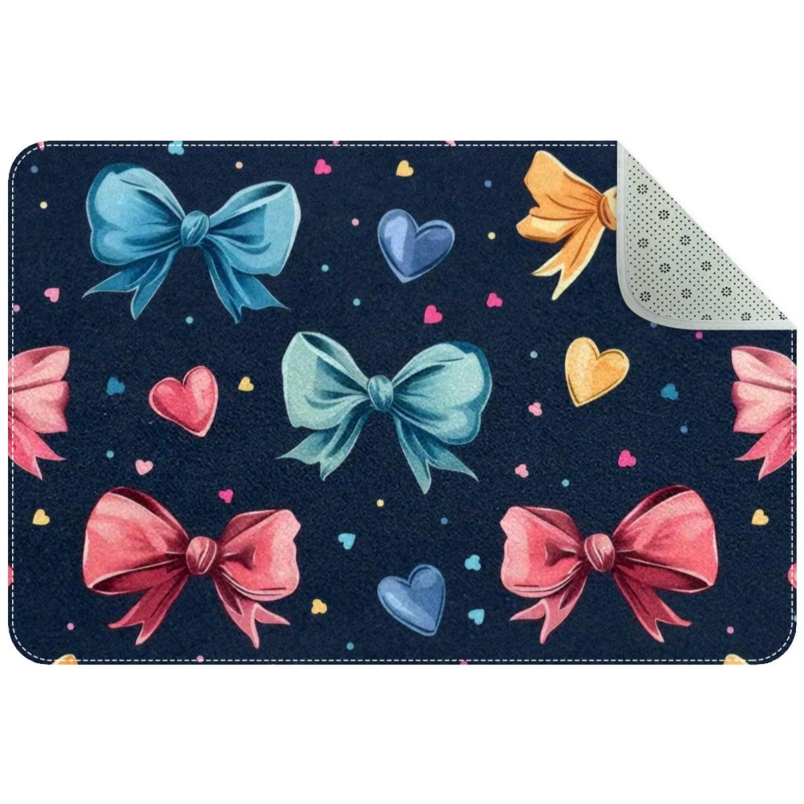 Cute Bows with Little Hearts Cartoon Style Small Area Rug, Non-Slip ...