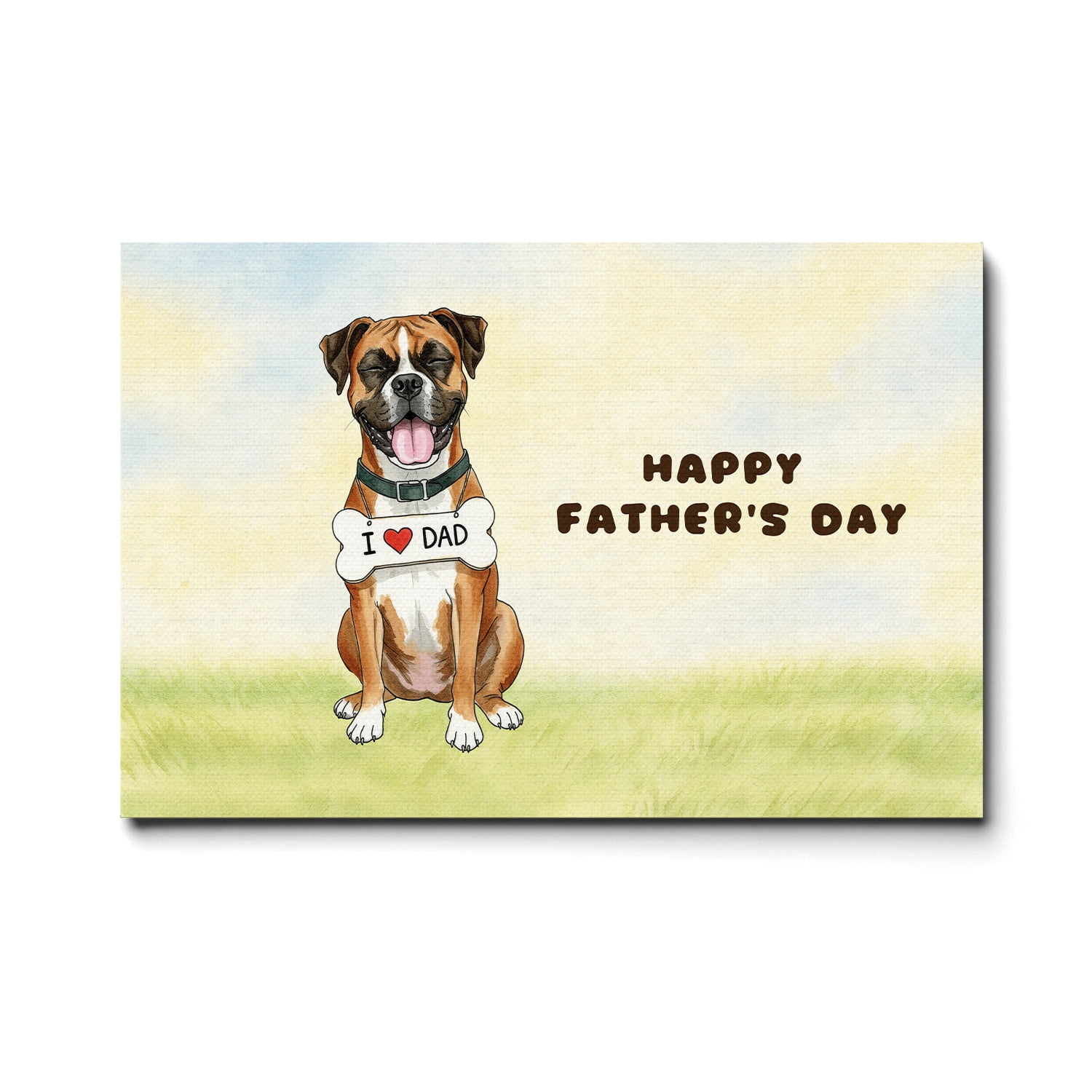 Cute Boxer Loves Dad Happy Father's Day Horizontal Matte Canvas Poster ...