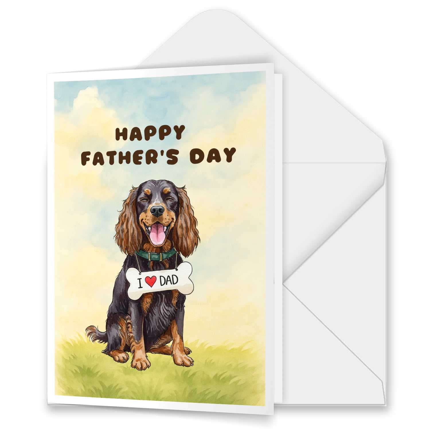 Cute Boykin Spaniel Loves Dad Happy Father's Day 5x7in Folded Greeting ...