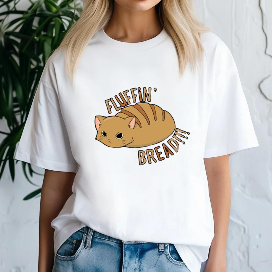 Cute Bread Cat Funny Loaf Feline Baker Animal Pun Humor T-shirt, for ...