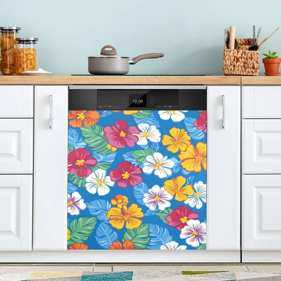 Cute Bright Tropical Small Flowers Dishwasher Magnet Refrigerator ...