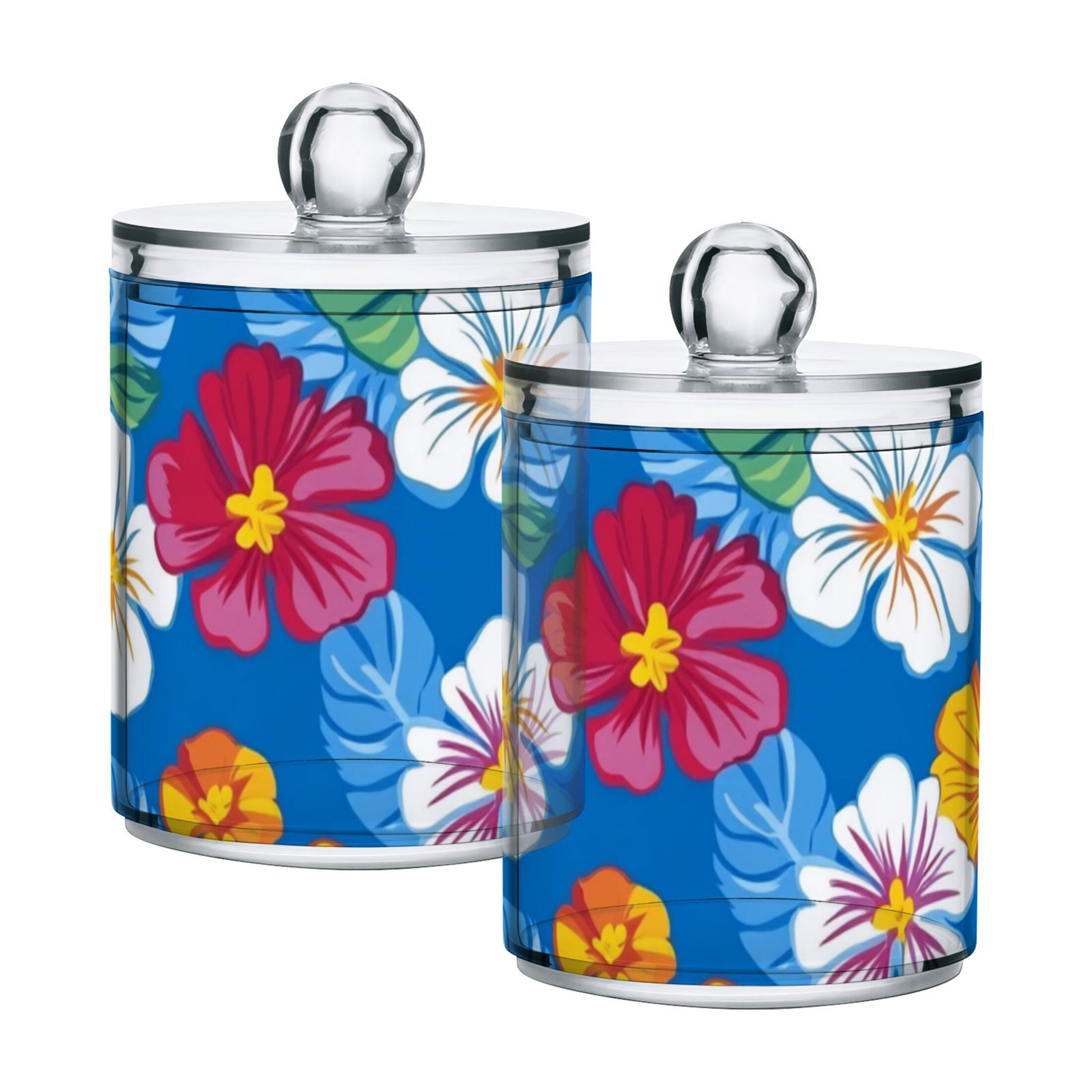Cute Bright Tropical Small Flowers Translucent Plastic Cans Storage ...