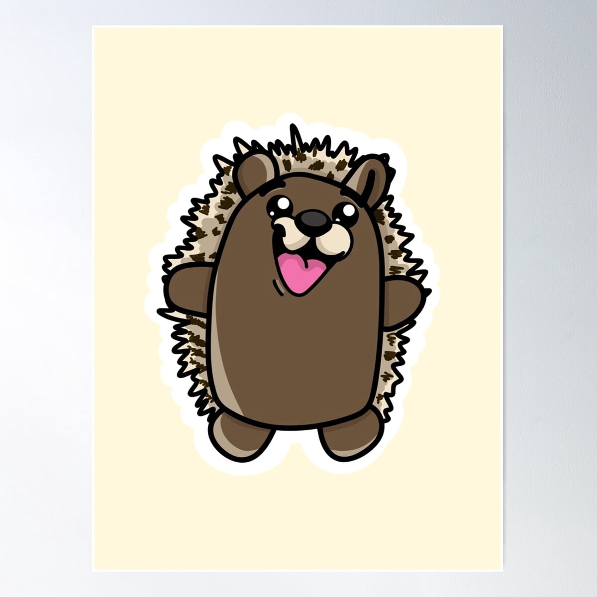 Cute Brown And Tan Porcupine Character Design Poster Wall Art Bedroom ...
