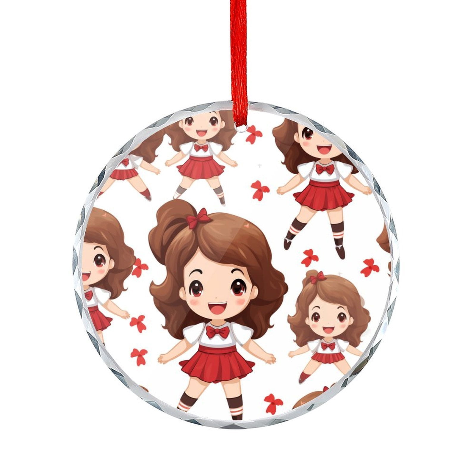 Cute Brown Haired Cheerleader Christmas Ornament Cheerleading ...