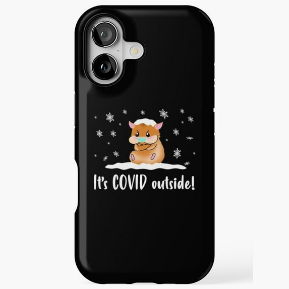Cute Brown Hamster with Face Mask in Snow Phone Case 17 16 15 14 13 12 ...