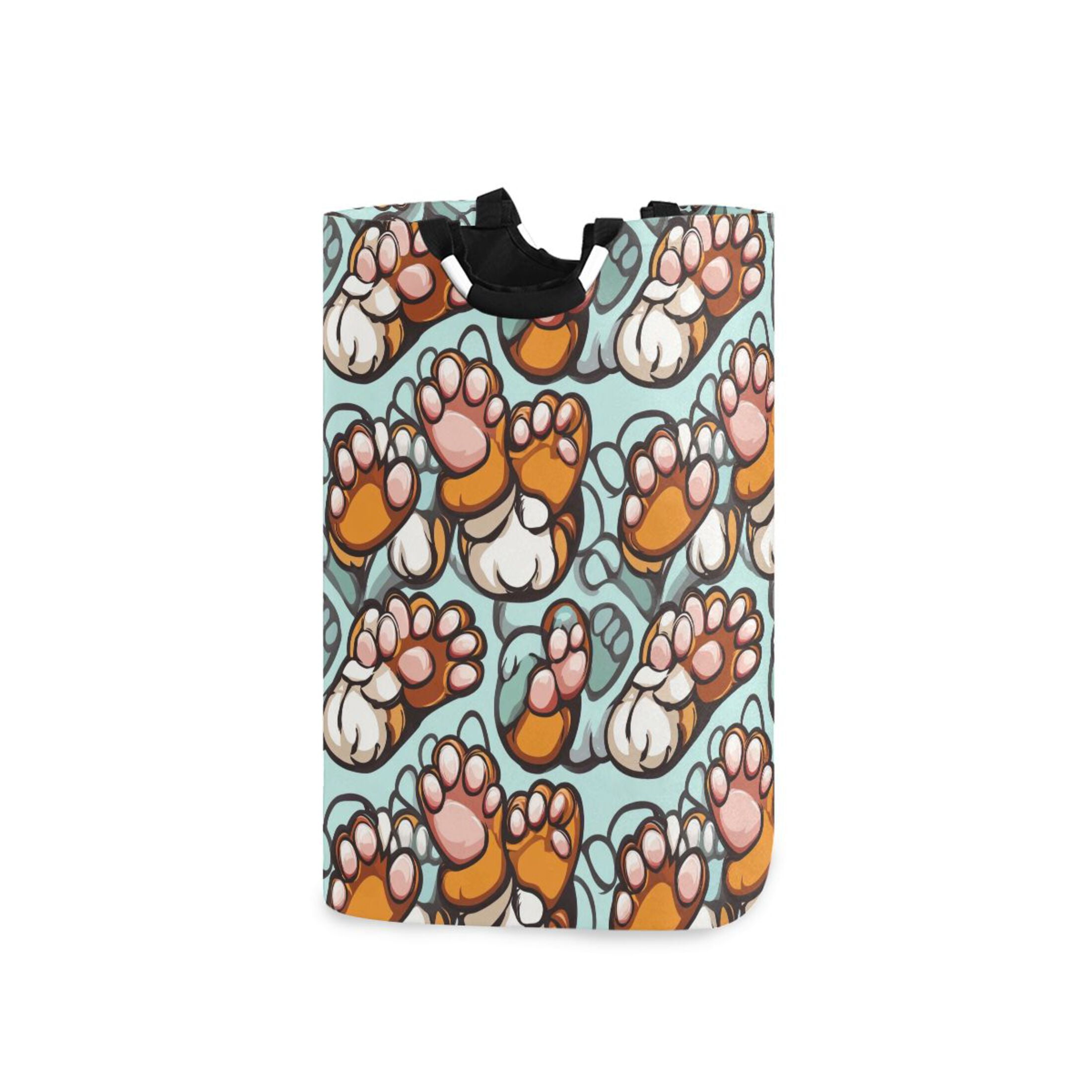 Cute Brown Paws Laundry Basket with Handles 50L Collapsible Laundry ...