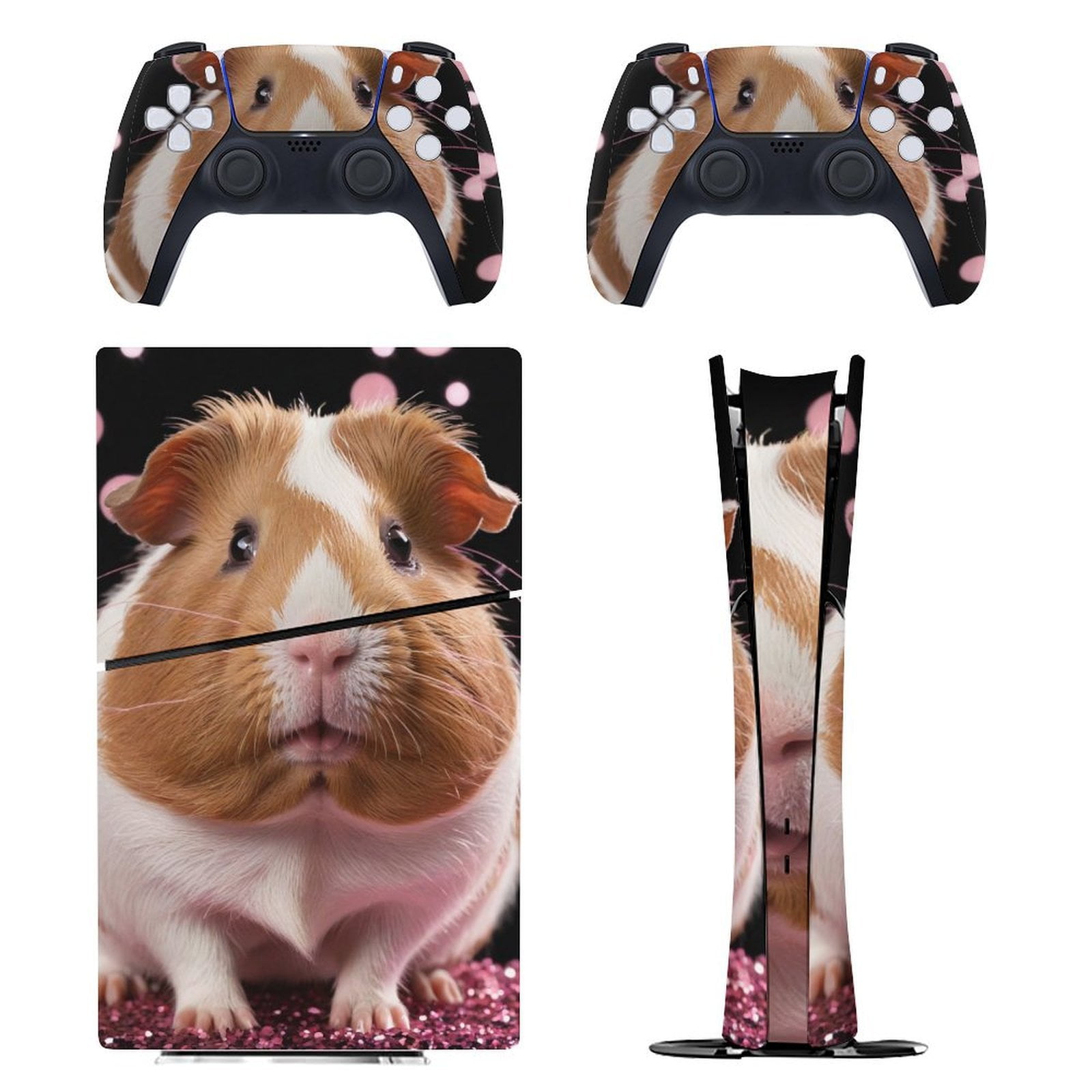 Cute Brown White Guinea Pig Console Skin Bundle for PS5 Pro Slim Disc ...