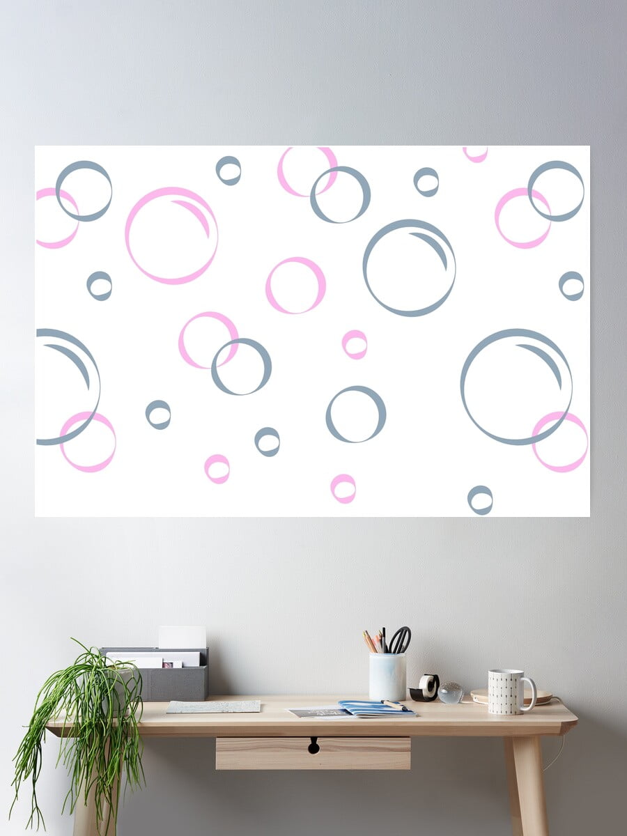Cute Bubbles, Pattern, Pink And Blue Poster Wall Art, Modern Wall Decor ...