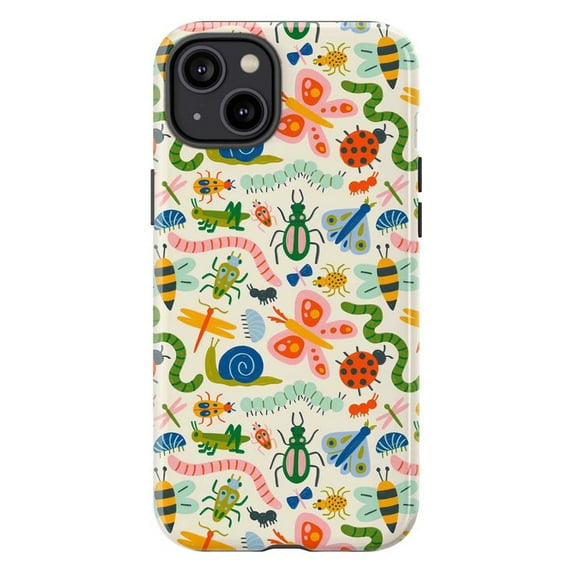 Cute Bug Phone Case – Colorful Insects, Snails & Worms Cartoon Pattern ...