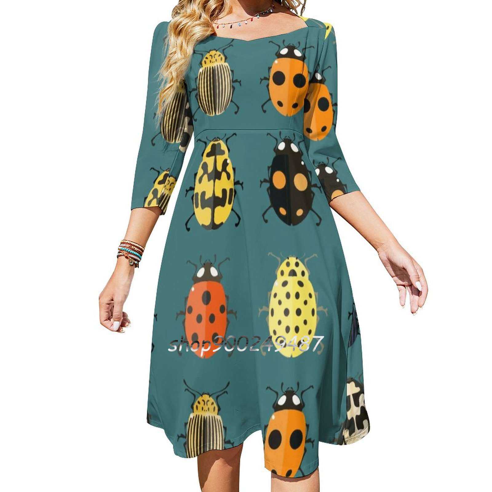 Cute Bugs. Evening Party Dresses Midi Sexy Dress Female Sweet One Piece ...
