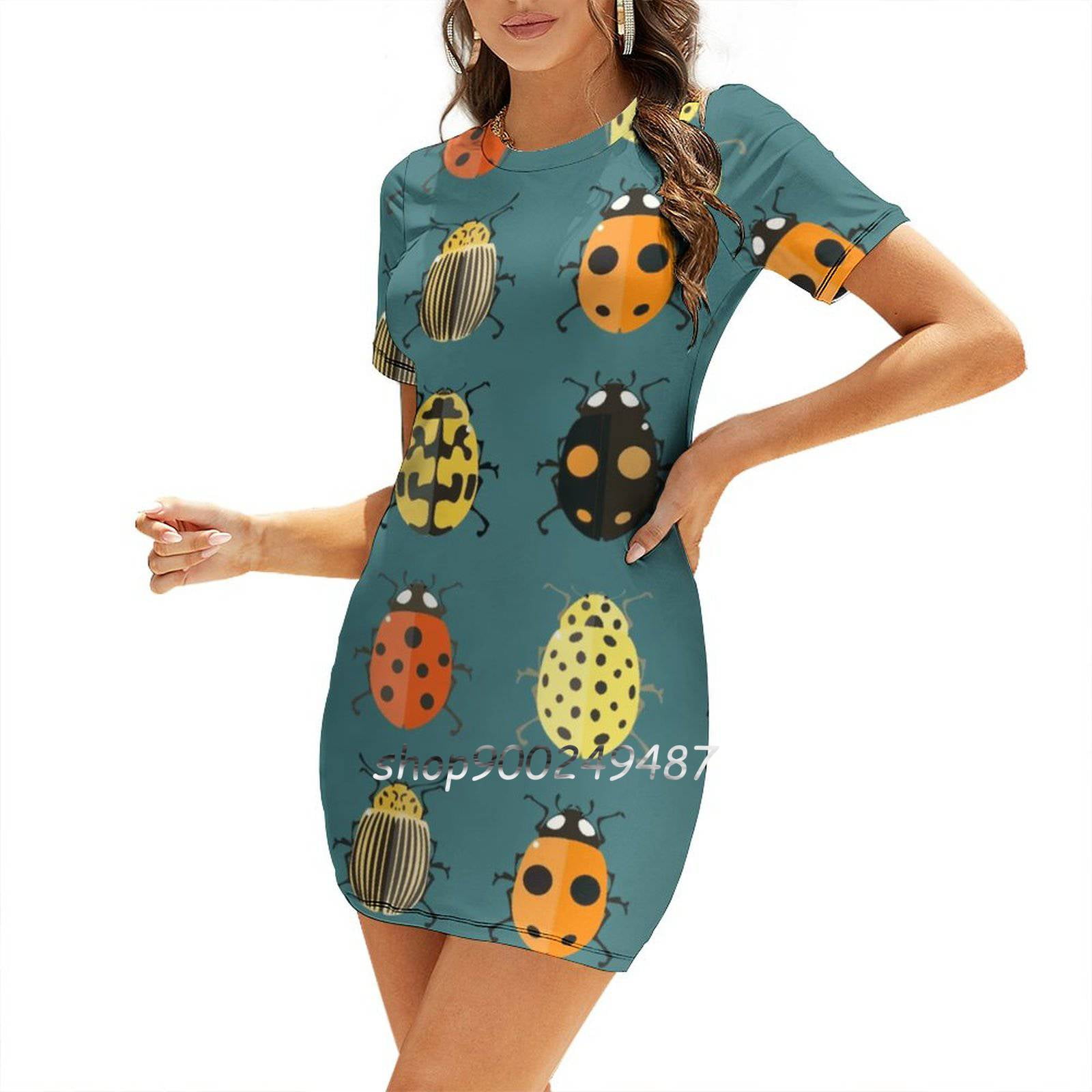Cute Bugs. Evening Party Dresses Midi Sexy Dress Female Sweet One Piece ...