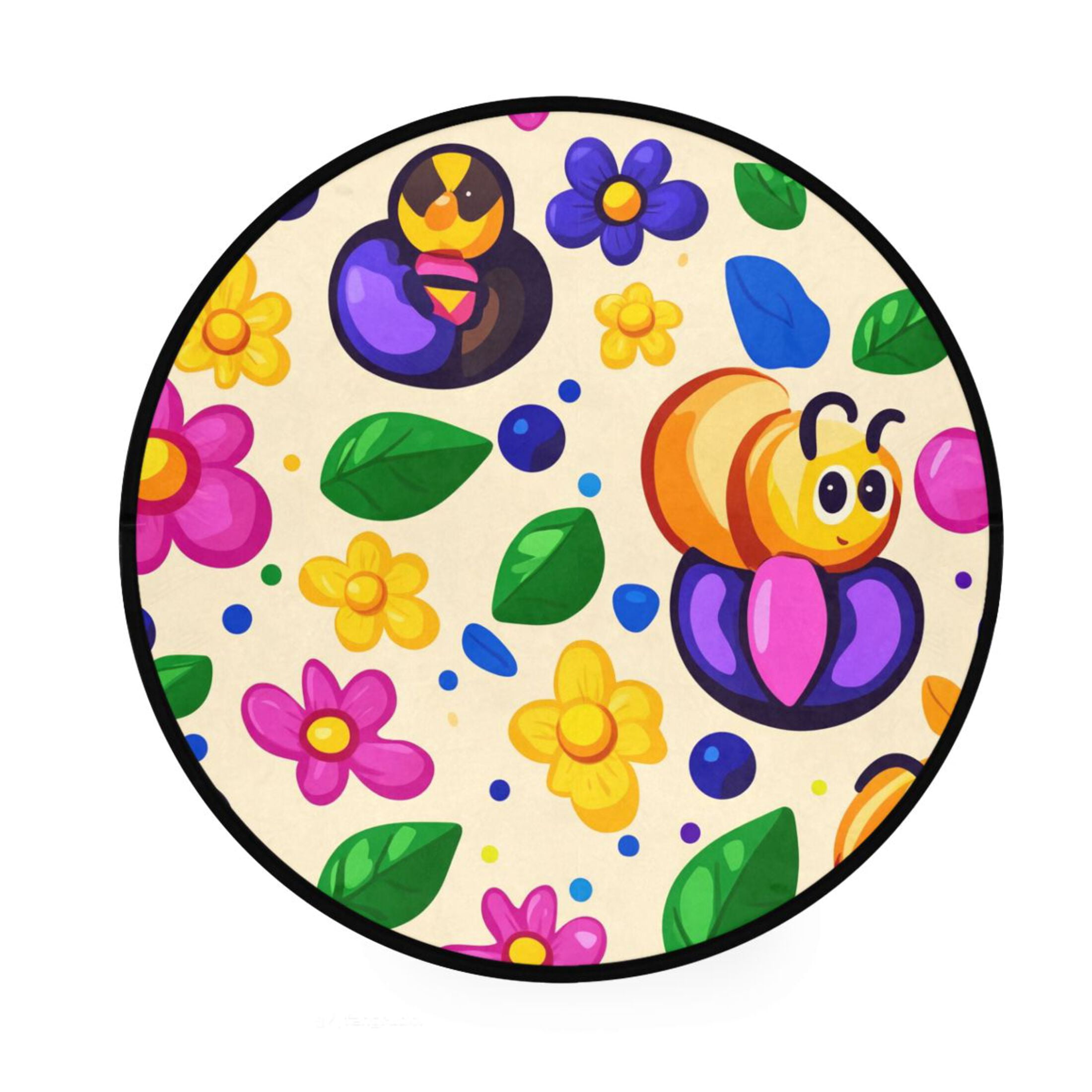 Cute Bugs and Flowers Memory Foam Bath Mat 36" Absorbent Rug with Non ...