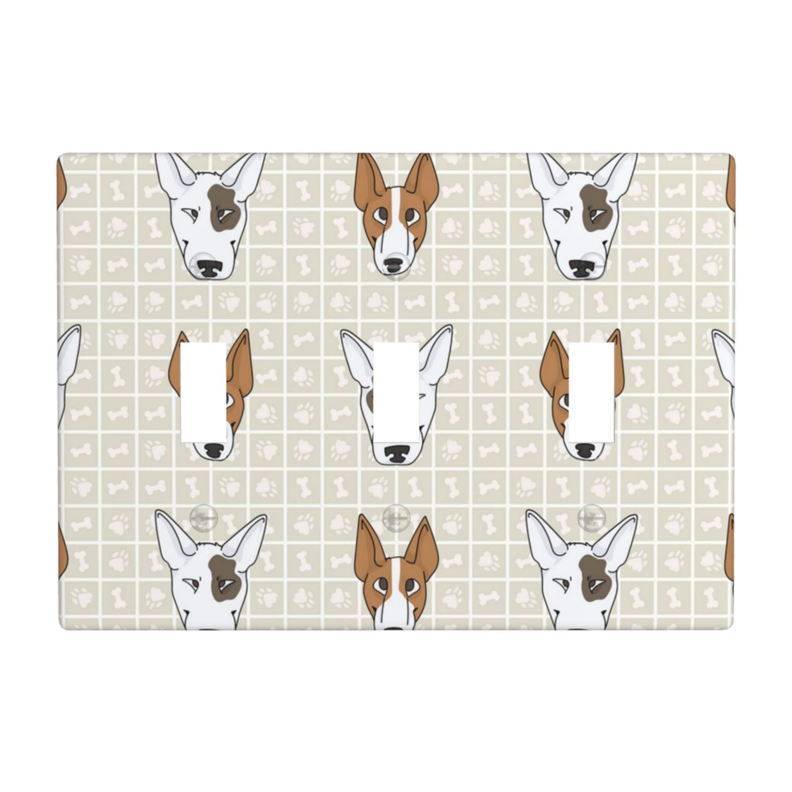 Cute Bull Terrier Puppy And Dog Face 3 Gang Light Switch Cover ...