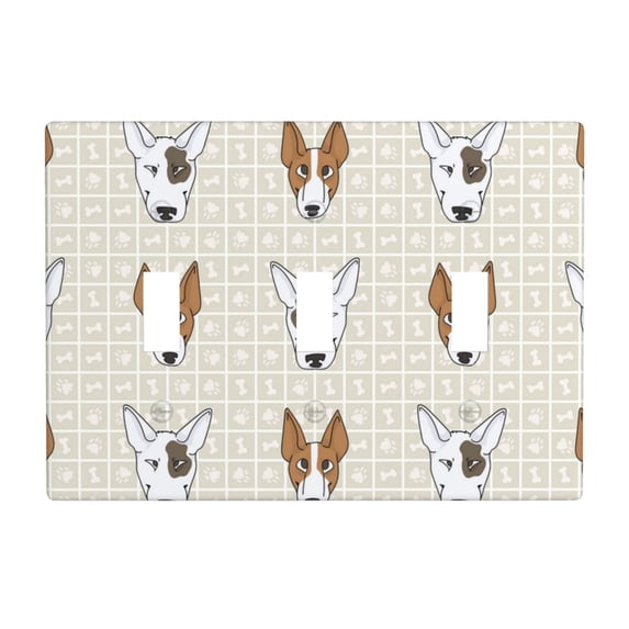 Cute Bull Terrier Puppy And Dog Face 3 Gang Light Switch Cover ...