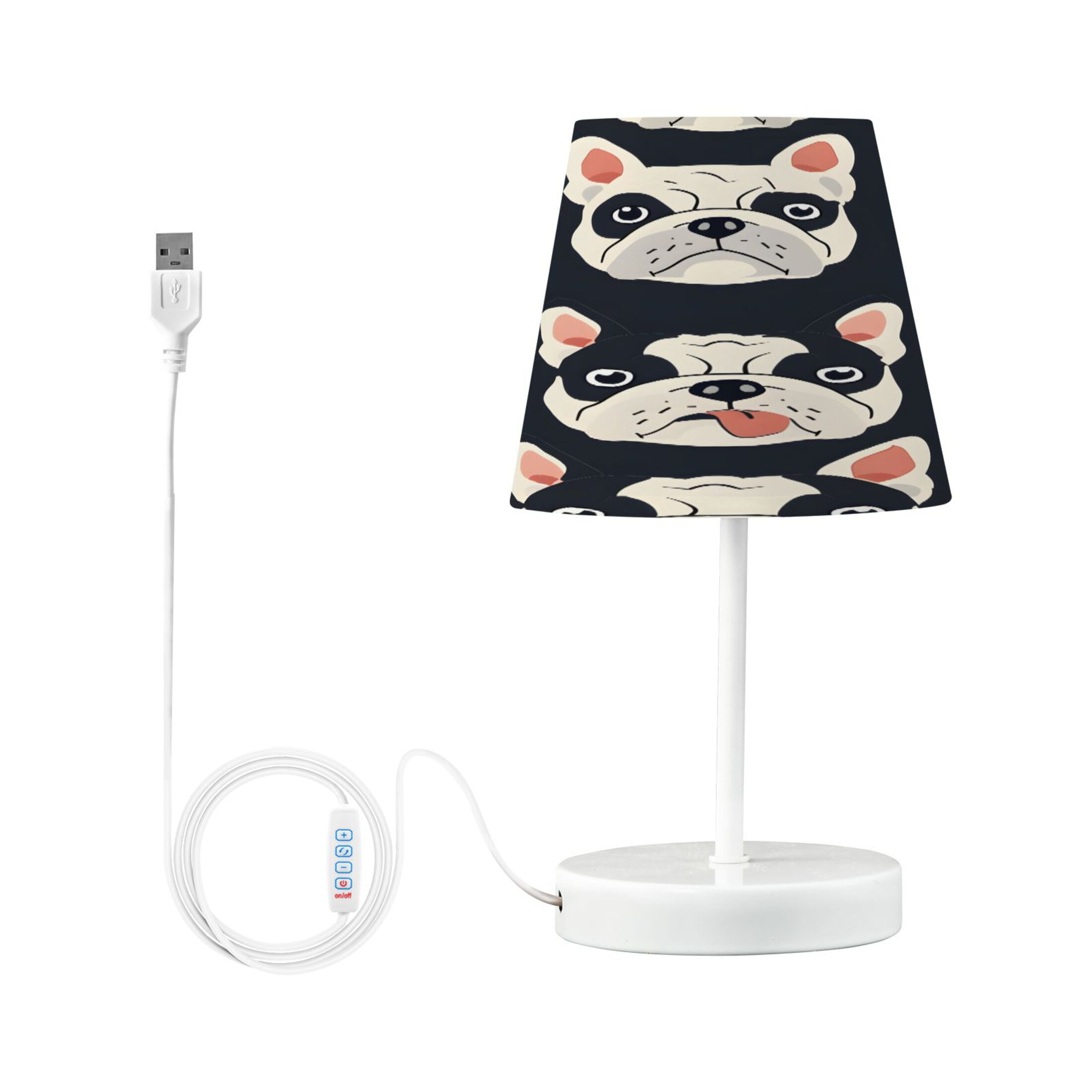 Cute Bulldog Dog Face Desk Lamp LED Table Nightstand Lamps with 3 Color ...