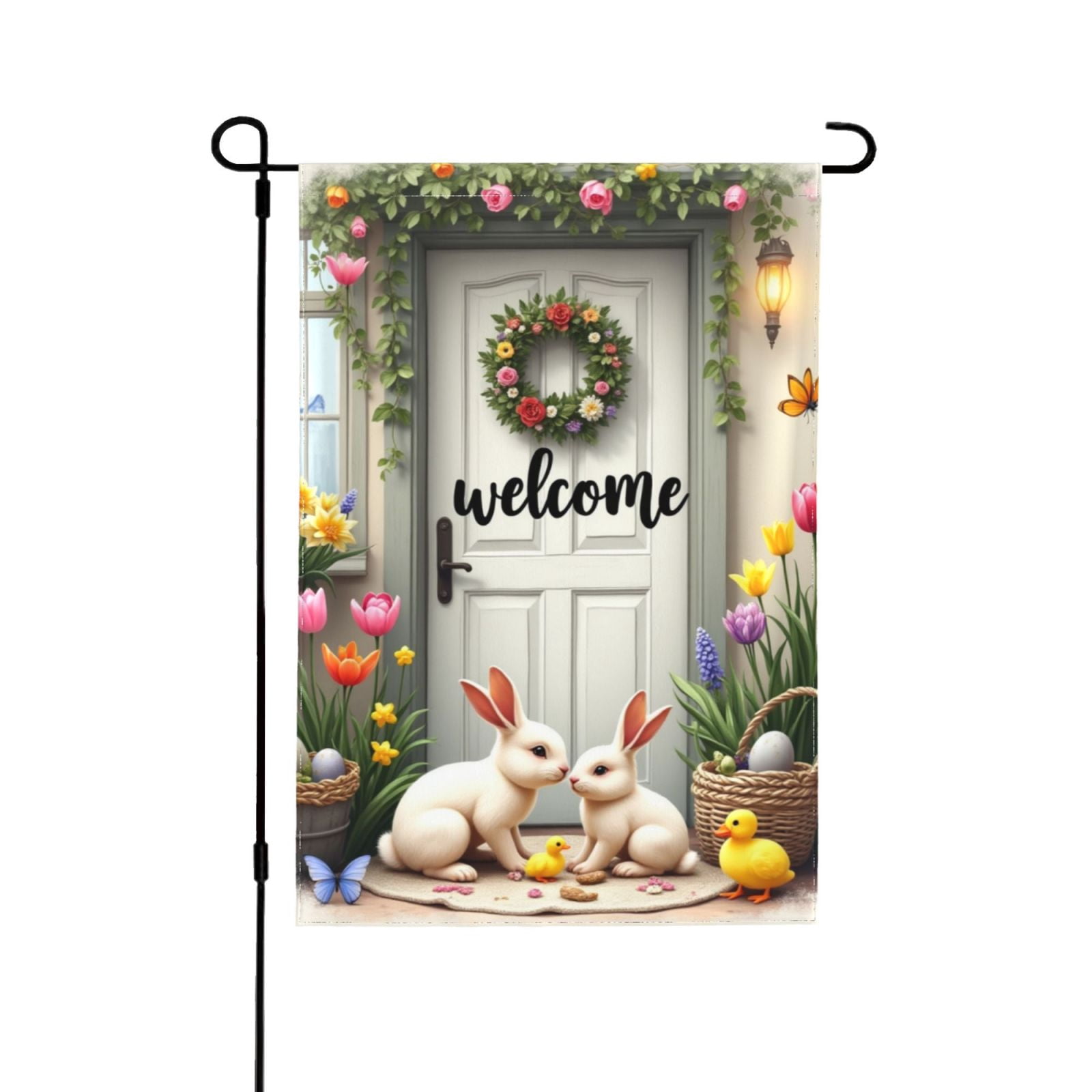 Cute Bunnies & Ducklings Welcome Garden Flag 12x18 Inch Double Sided ...