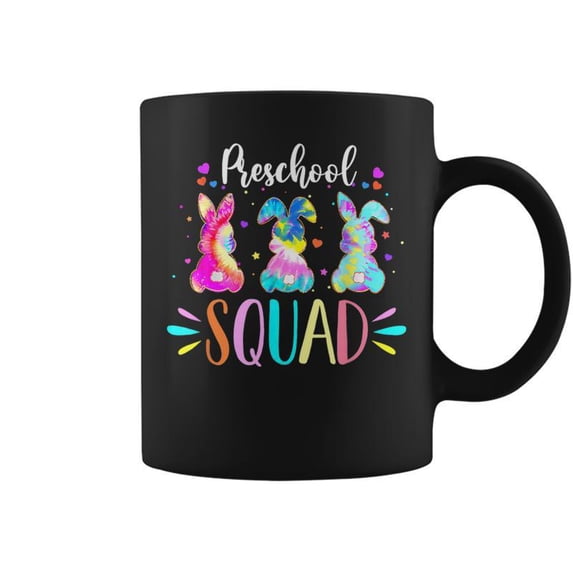 Cute Bunnies Preschool Teacher Squad Easter Day Tie Dye Coffee Mugs ...