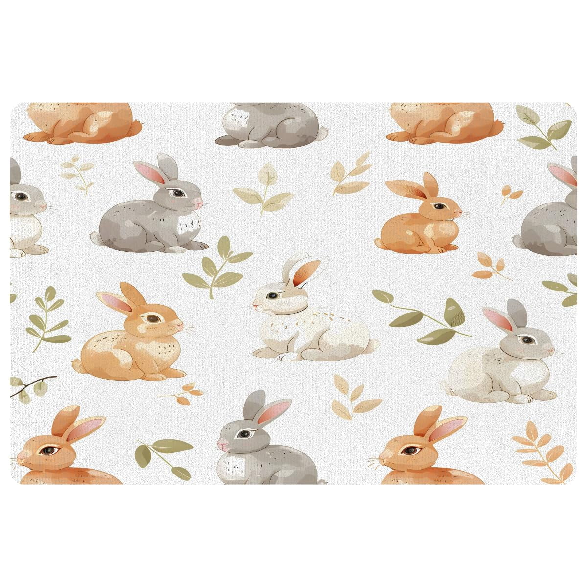 Cute Bunnies Rabbit Door Mat Indoor Outside Entrance Doormats Non Slip ...