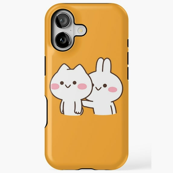 Cute Bunny And Cat Pink Cheeks Love iPhone Case 17 11 12 13 14 15 16 ...