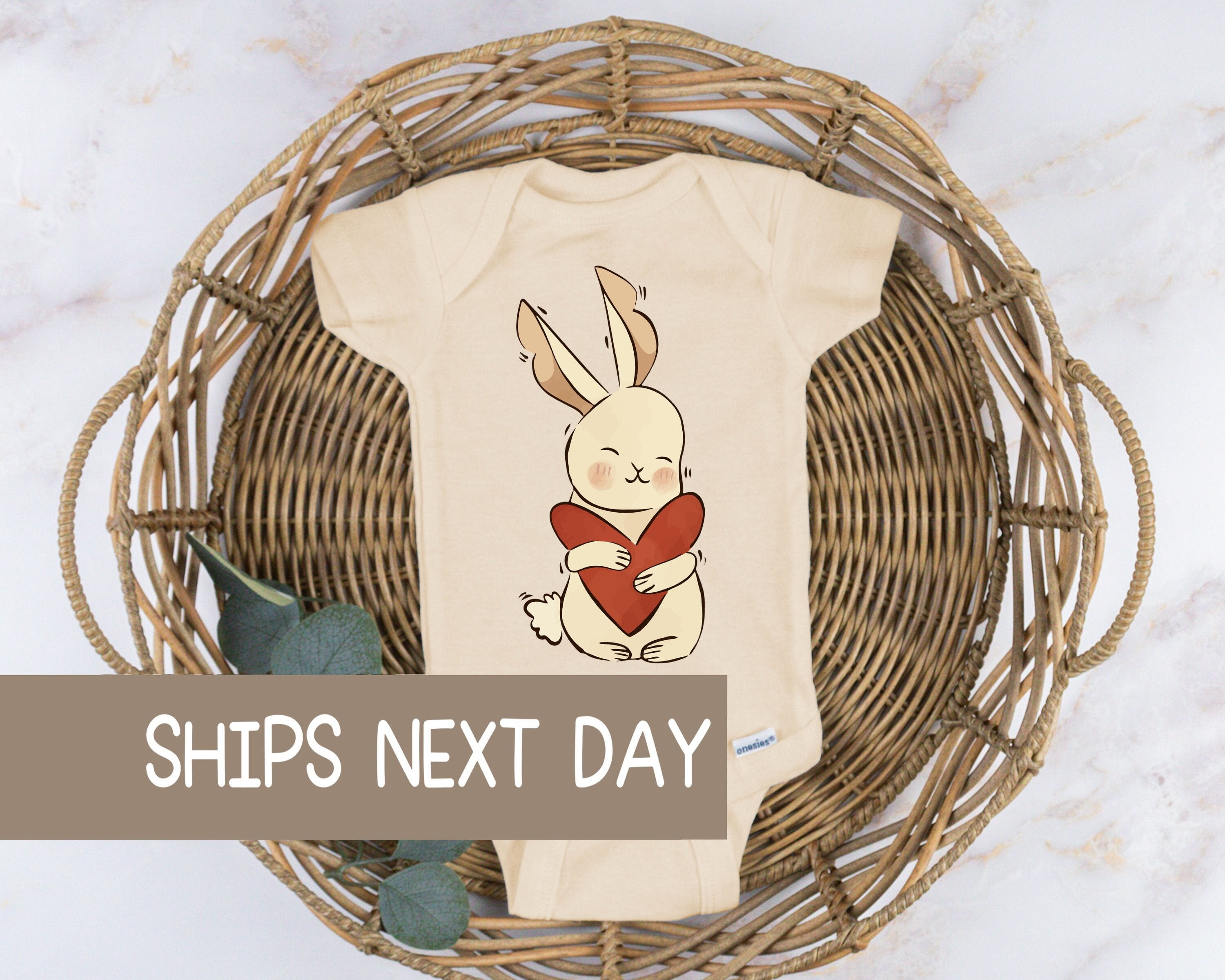 Cute Bunny Baby Bodysuit, Bunny Heart Onesie, Cute Baby Girl Onesie ...