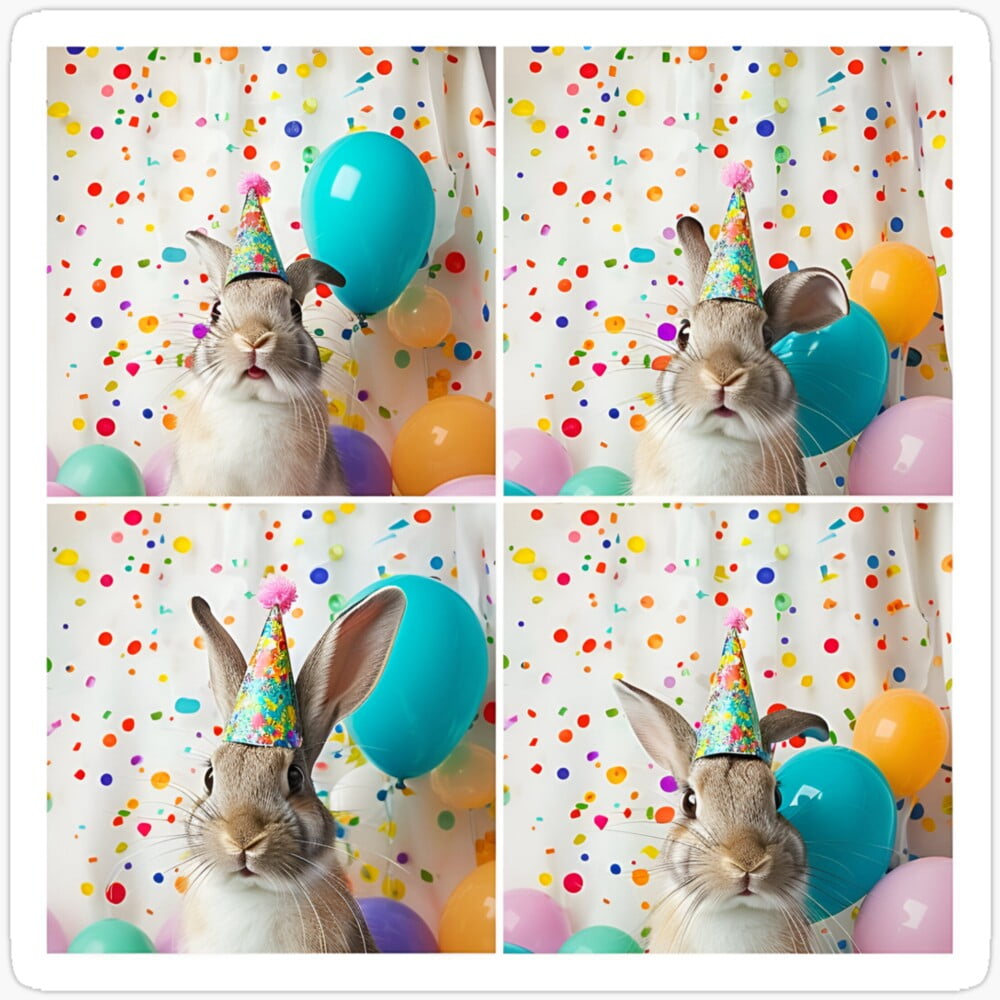 Cute Bunny Birthday Party Animal Rabbit Celebration Stickerphone Decal Water Bottle Stickers ...