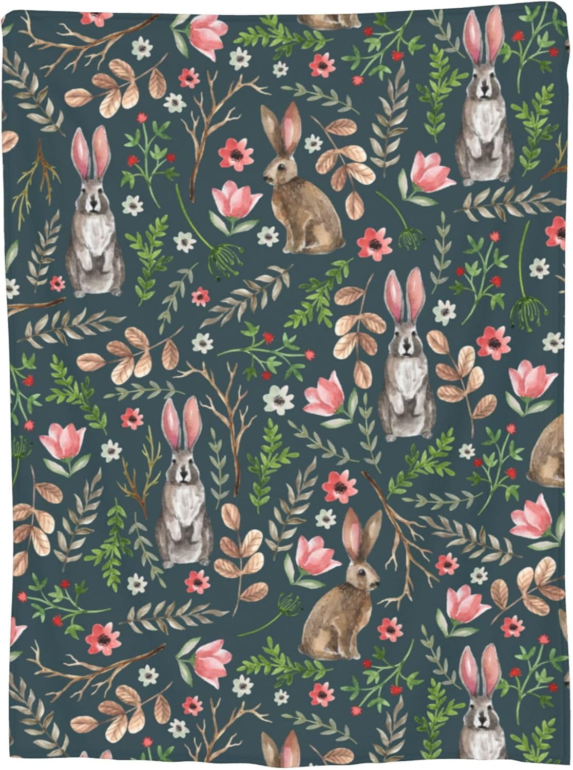 Cute Bunny Blanket Kawaii Rabbit Floral Flower Throw Blankets Gifts for ...