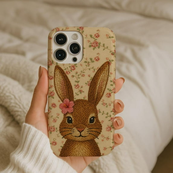 Cute Bunny Bloom Phone Case Cottagecore Floral Design iPhone 17 16 15 ...