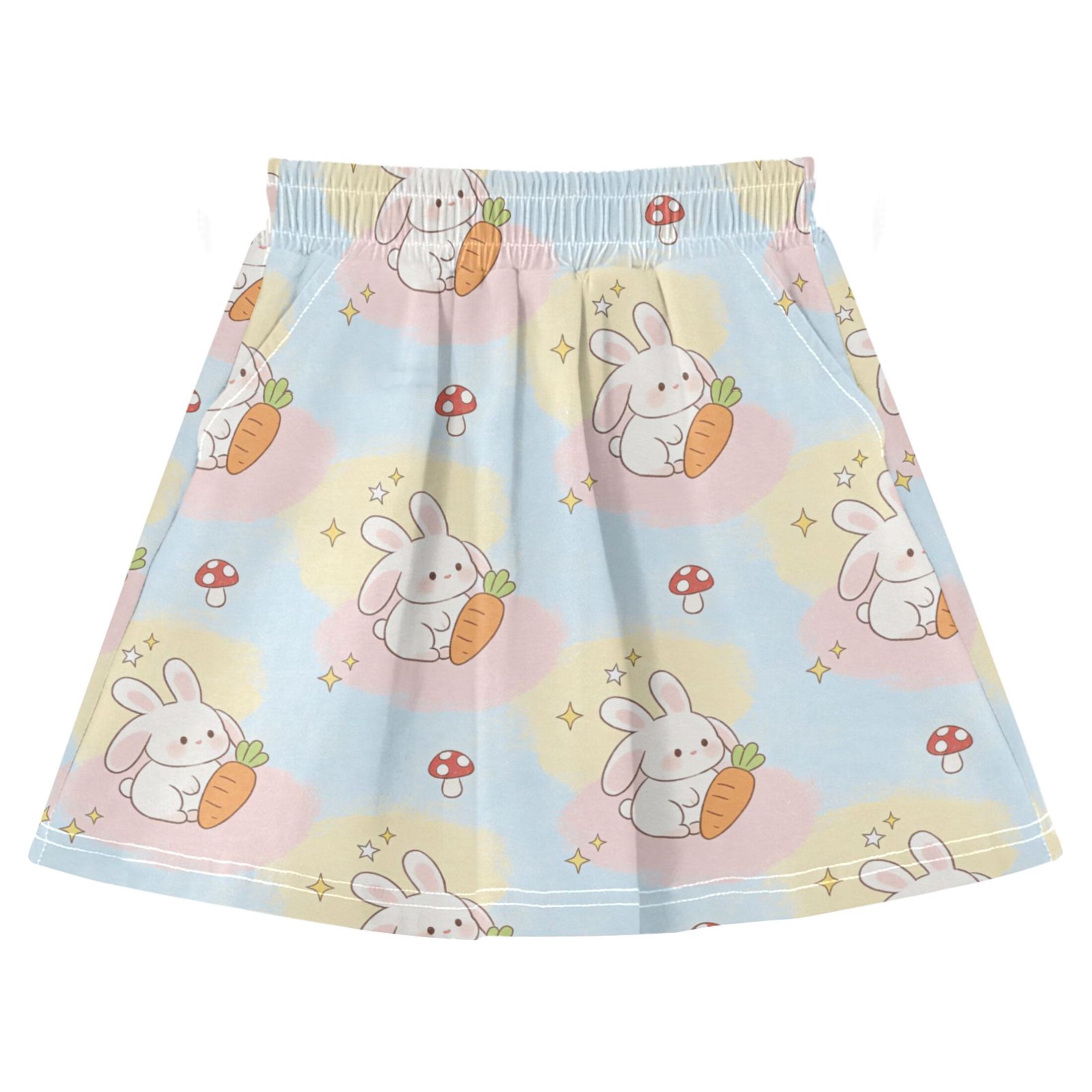 Cute Bunny Carrot Athletic Skirt with Pockets and Built-in Shorts for 3 ...