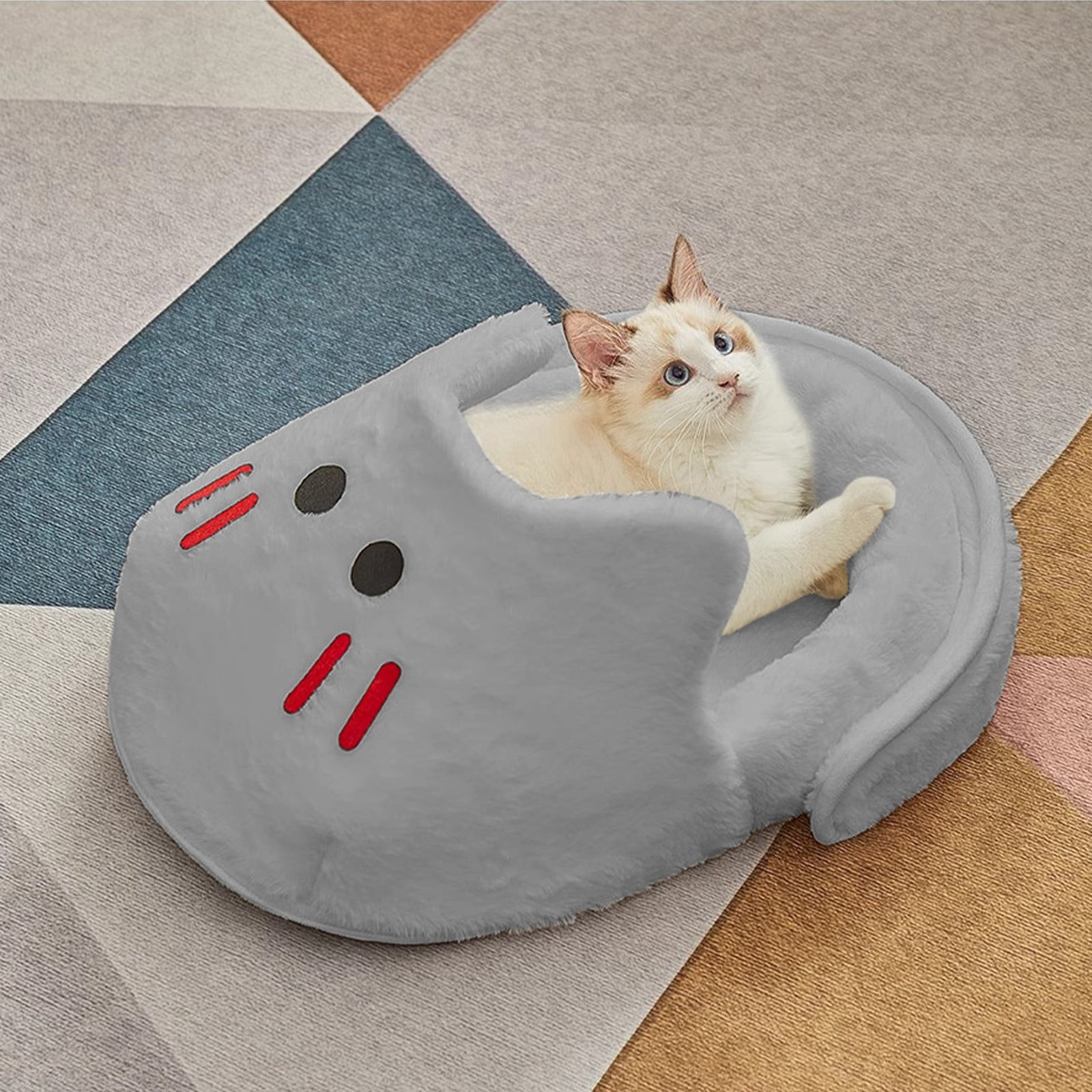 Taicans Cute Bunny Cat Cave Bed - Self-Warming Plush Pet House,Cozy ...