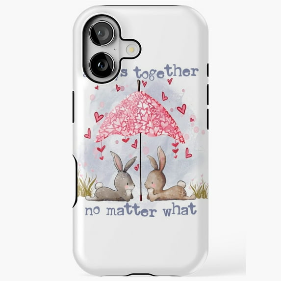 Cute Bunny Couple Always Together iPhone Case 17 11 12 13 14 15 16 Pro ...