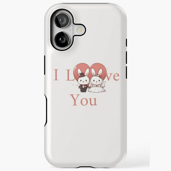 Cute Bunny Couple I Love You Quote iPhone Case 17 through 11 Pro Max ...